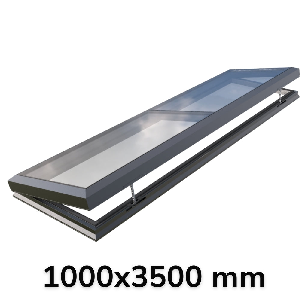1000 x 3500 mm Electric Opening Glass Link Modular Skylight (0 Fixed 1 ...