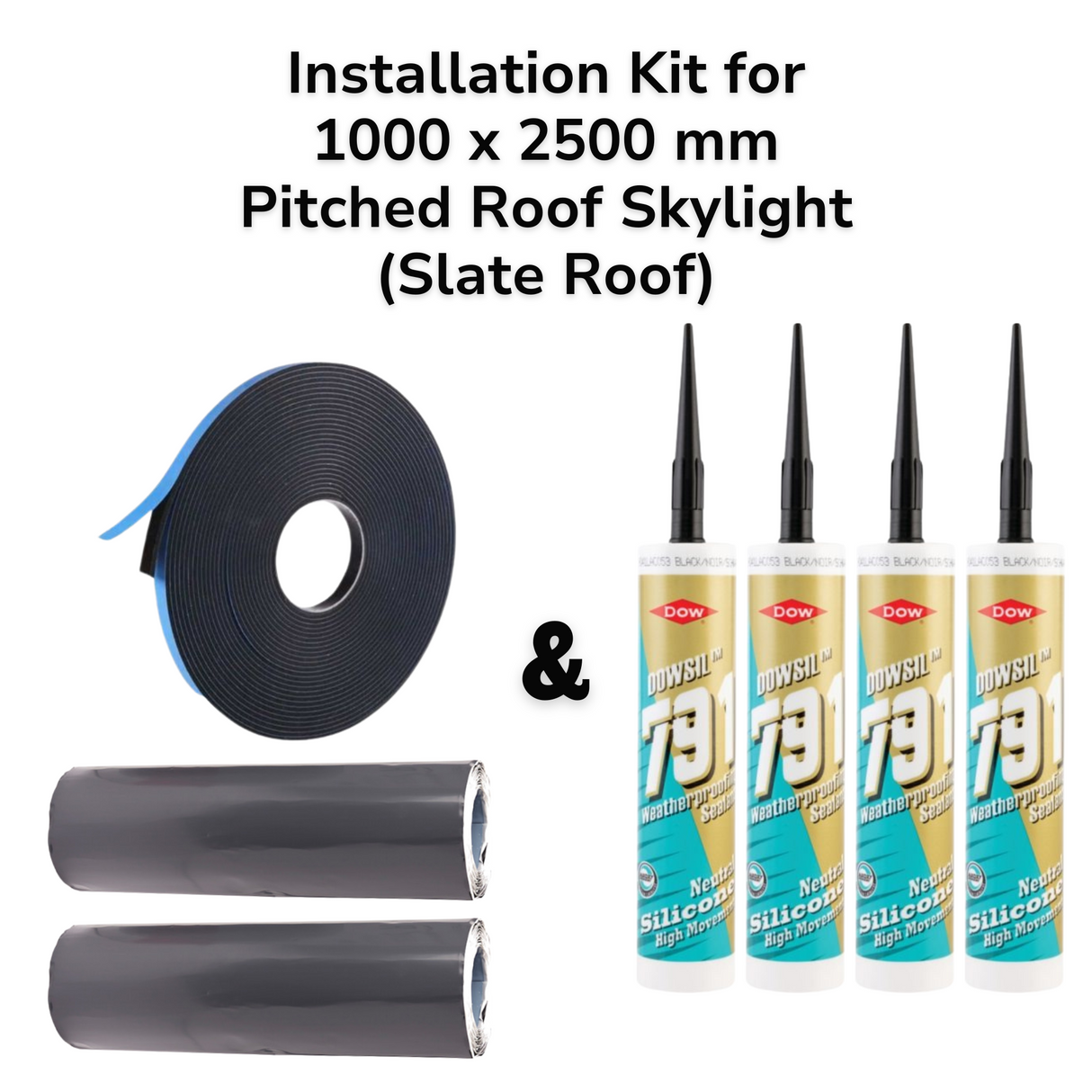 1000 x 2500 mm Pitched Roof Skylight (Slate Roof) Installation Kit ...
