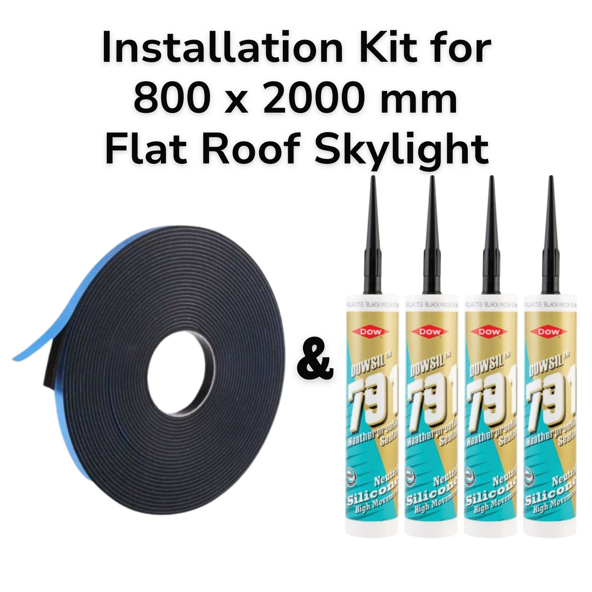 800 x 2500 mm Flat Roof Skylight Installation Kit – Lanterns-Direct