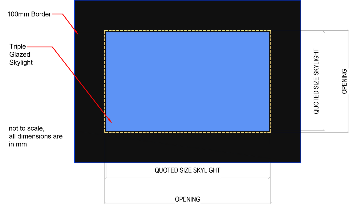 800 x 2500 mm LD Frameless Pitched Roof Skylight – Lanterns-Direct